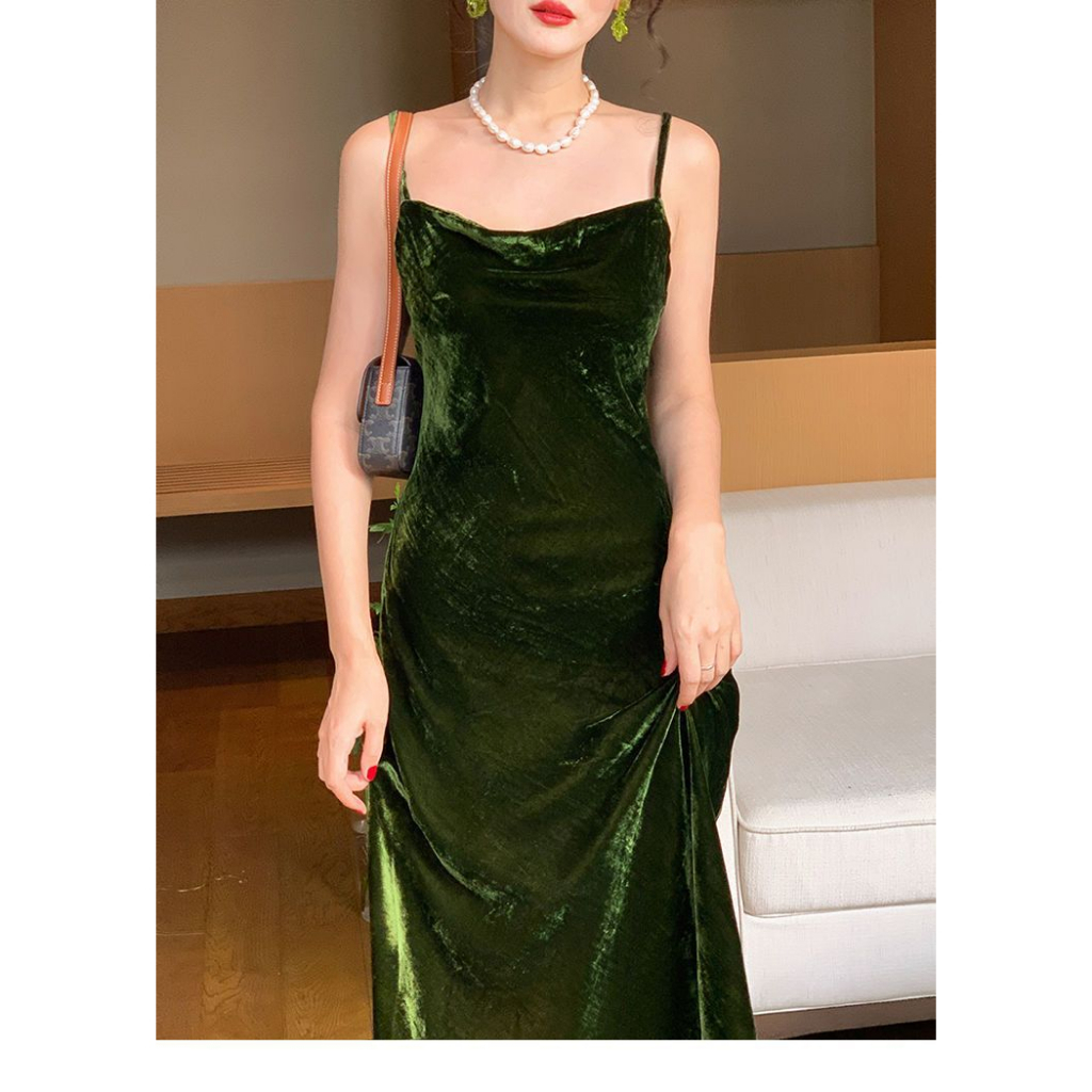 dark green off shoulder attire dress for women summer beach dress ...