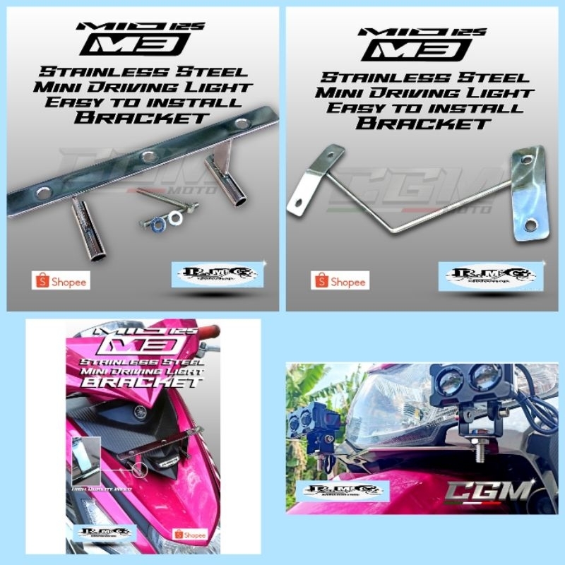 [RMG] MIO I 125 MINI DRIVING LIGHT (MDL) BRACKET 304 PURE STAINLESS w ...