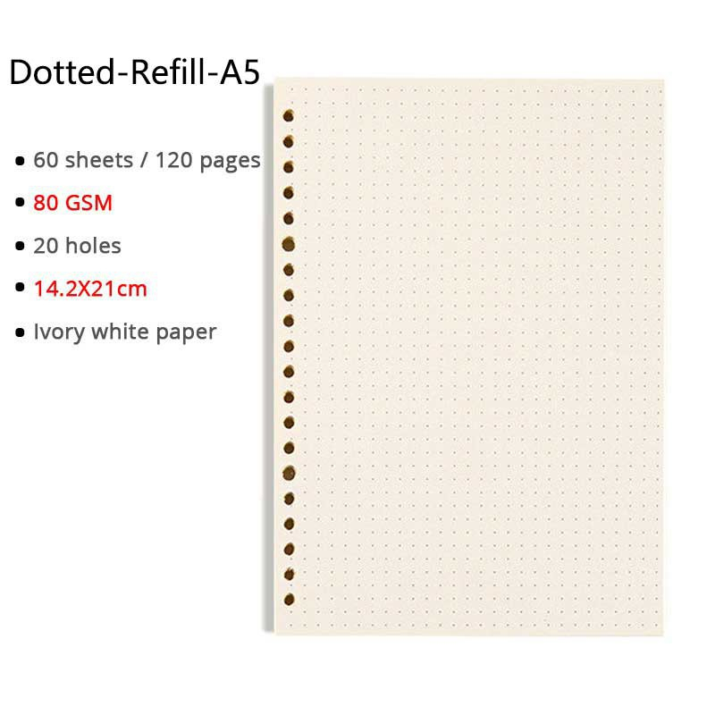 0umi Loose Leaf A5/B5/A4 Binder Notebook Refillable Refill Papers 20/26/30 holes 60sheets ...