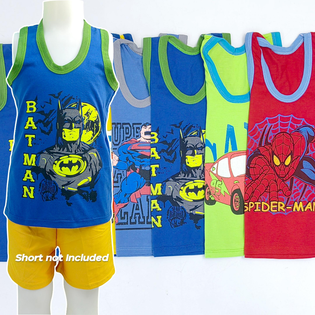 Kids Sando Cartoon Character Bundle 6pcs/pack Cotton Makapal | Shopee ...