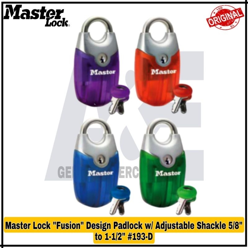 Master Lock Fushion Adjustable Shackle Padlock #193-D (yellowish ...