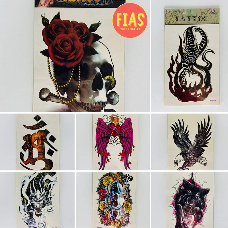 10 Pieces Temporary Waterproof Tattoo Assorted Design | Shopee Philippines