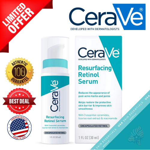 Cerave Resurfacing Retinol Serum For Post Acne Marks And Pores 30 Ml