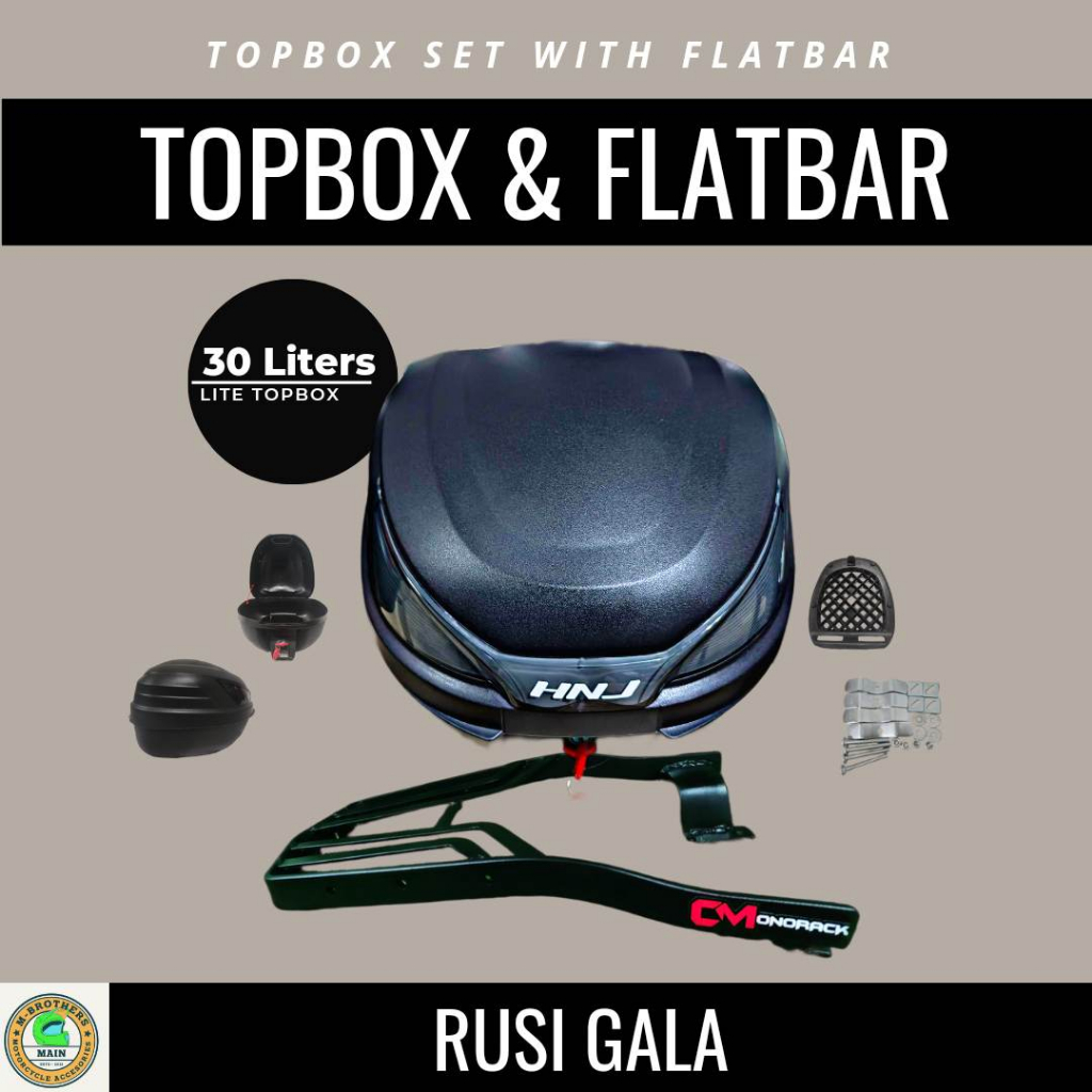 Set HNJ Top Box 30 Liters (012) With Flat Bar Cm Monorack Bracket For ...