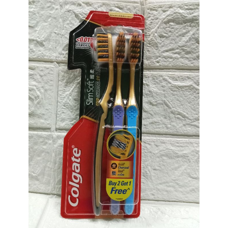 Colgate toothbrush gold charcoal slim soft buy 2 get 1 free | Shopee ...