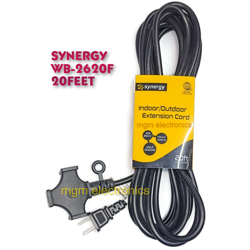 WB 2620F SYNERGY 20FT. EXTENSION CORD (INDOOR/OUTDOOR USE) | Shopee ...