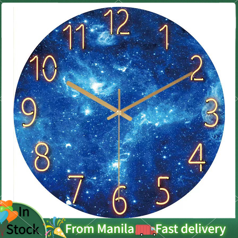 12 inch Luminous Wall Clock Quartz Wooden Silent Glow in the Dark Clock ...
