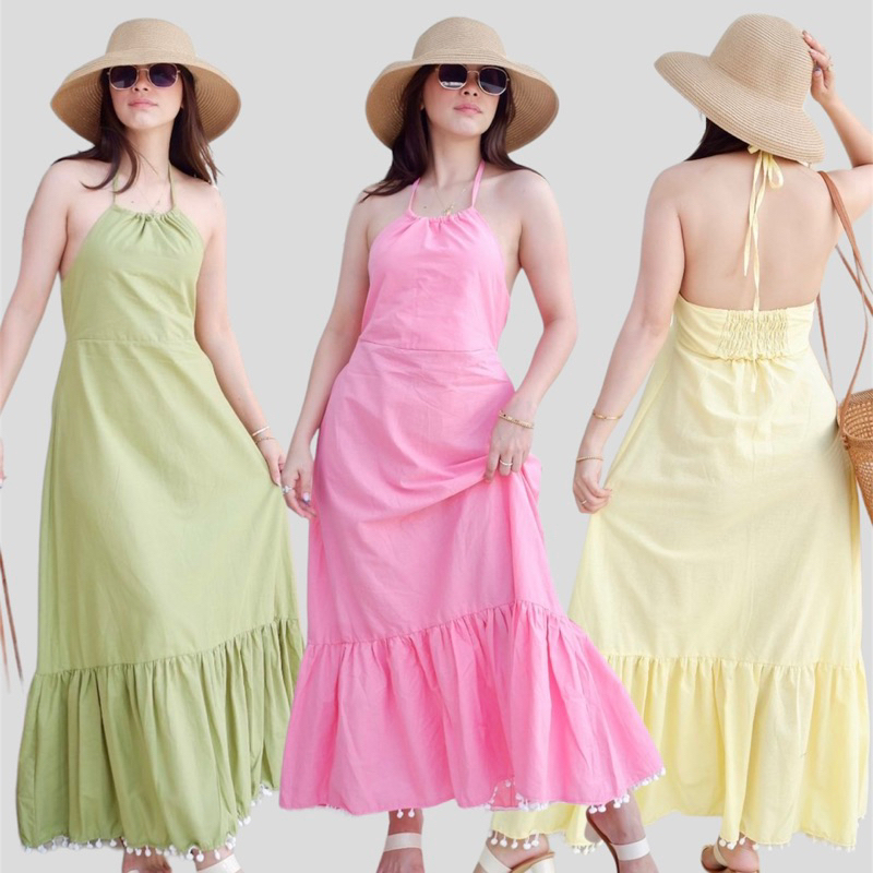 Penny Summer Halter Maxi Dress by Basic Manila | Shopee Philippines