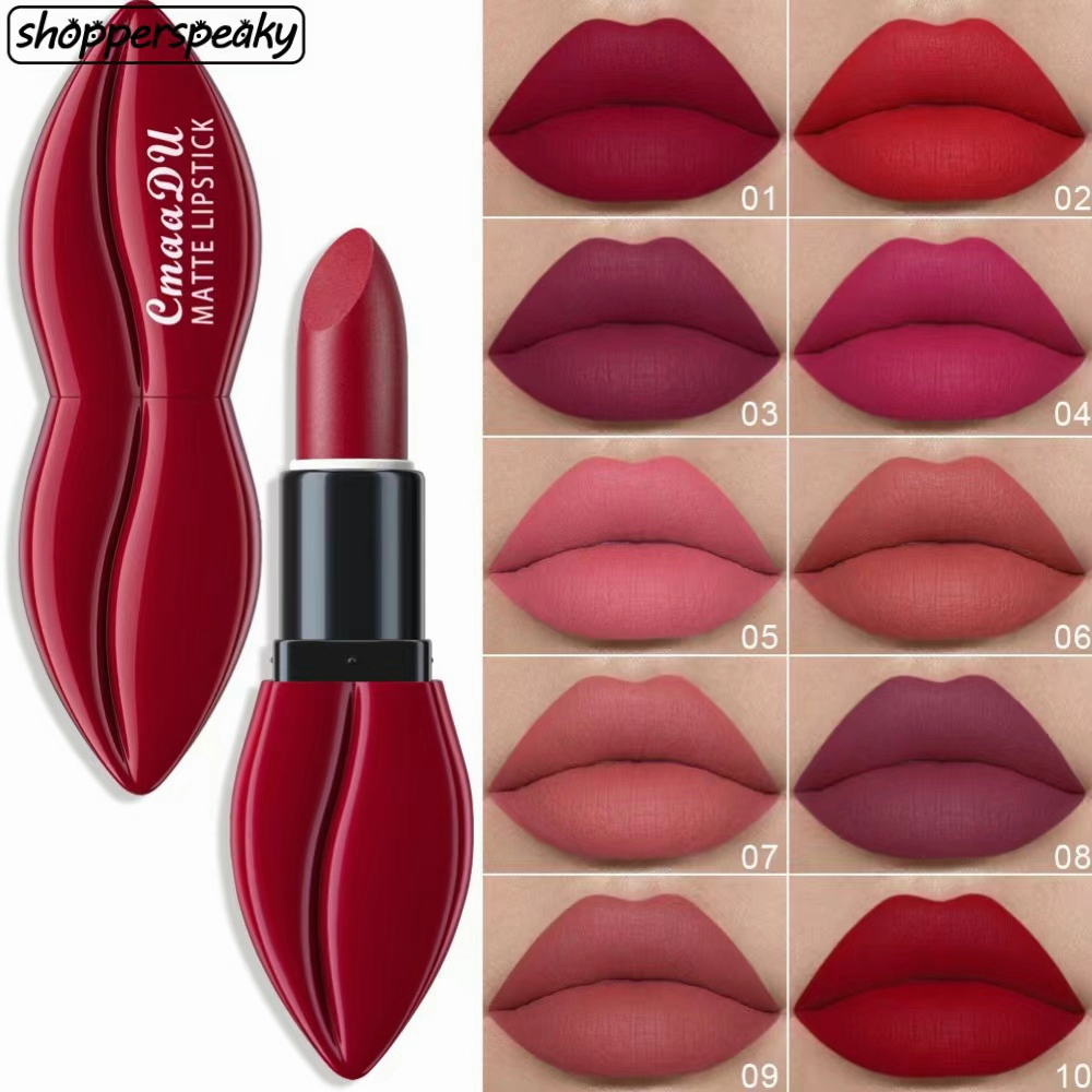 Lip Shape Design Lipstick Smooth Texture Lasting Effect Matte Lipstick ...