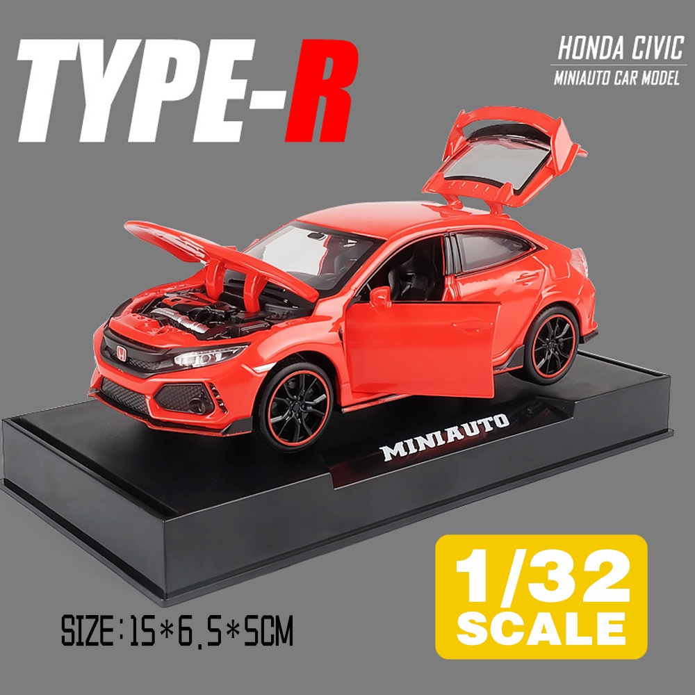 1:32 Honda Civic TYPE-R Diecast Car Model Alloy Sound & Light Pull Back ...
