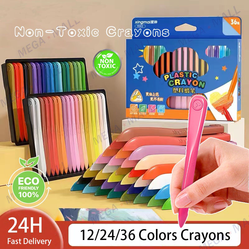 24 Colors Crayons Safe Non-toxic Not Dirty Hand Drawing Pencil for ...