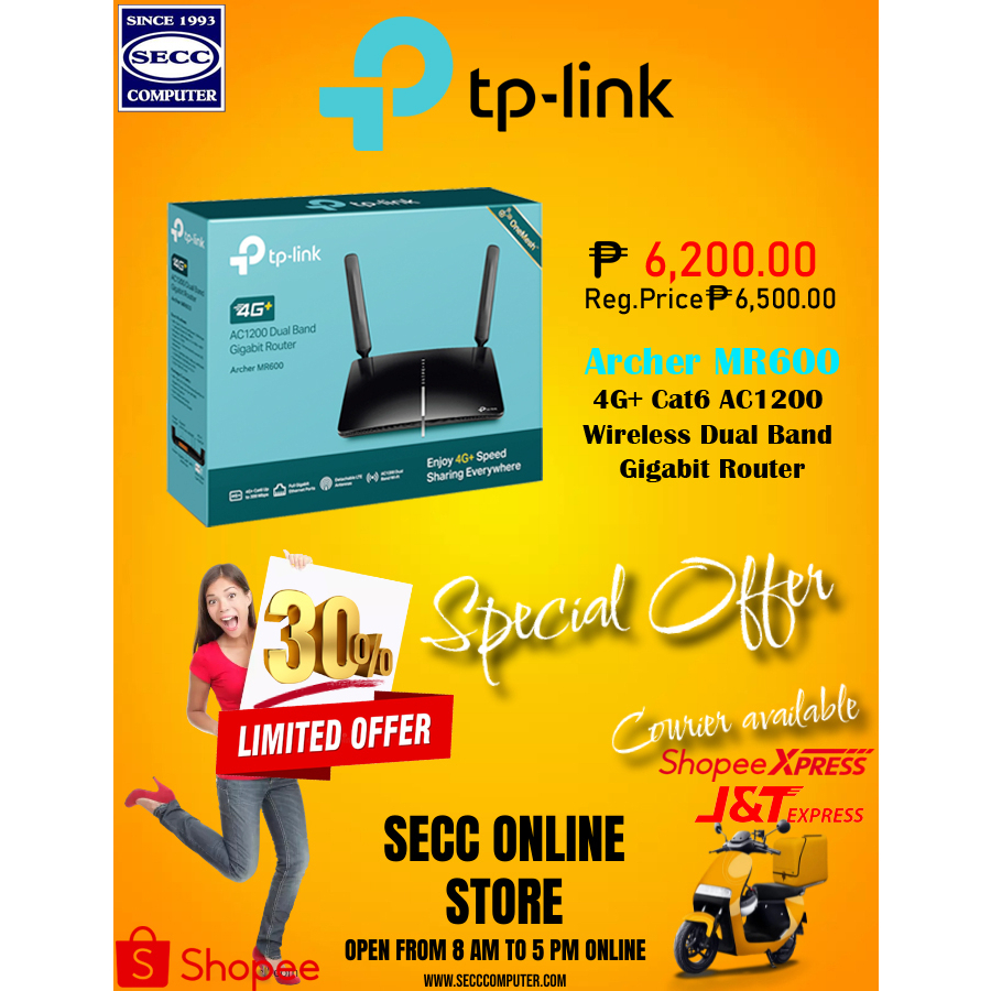 Archer MR600 4G+ Cat6 AC1200 Wireless Dual Band Gigabit Router | Shopee Philippines