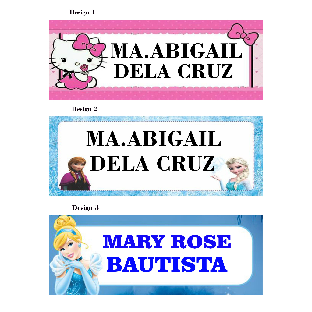 COSTUMIZED LAMINATED NAMETAG FOR SCHOOL BACK TO BACK PRINT | Shopee ...