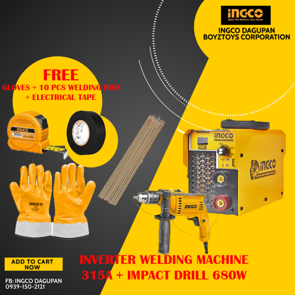INGCO INVERTER WELDING MACHINES 315A & 350A + INGCO FLUX CORD ARC ...