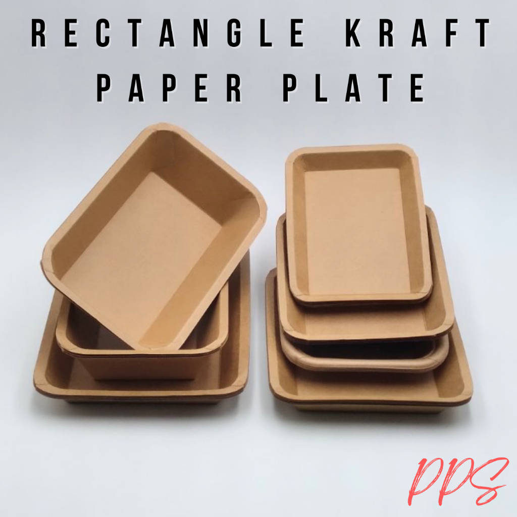 20pcs Kraft Rectangle Paper Plate | Shopee Philippines
