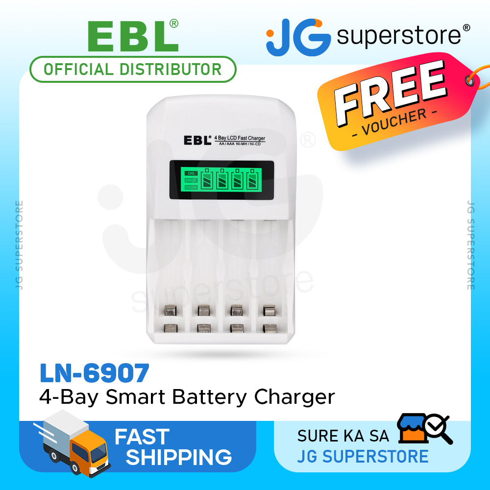 EBL LN-6907 4-Bay Smart Battery Charger with Quick Charging Slots for ...