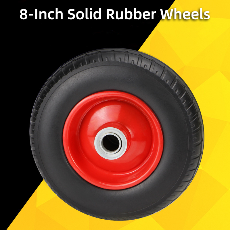 8" Solid Rubber Caster Wheels Loading 100kg Mute Trolley Wheels Silent ...