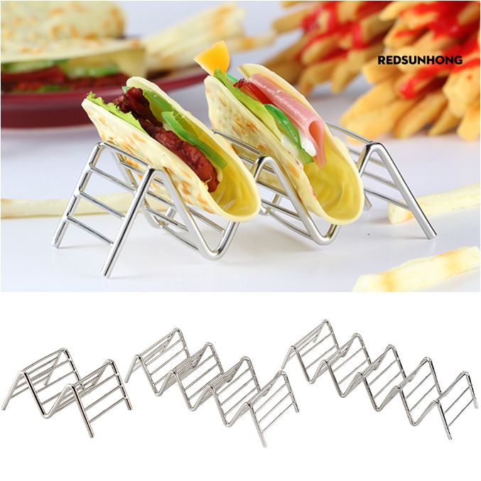 Taco Holder Stainless Steel Taco Stand Mexican Food Rack Shells 1-4 ...