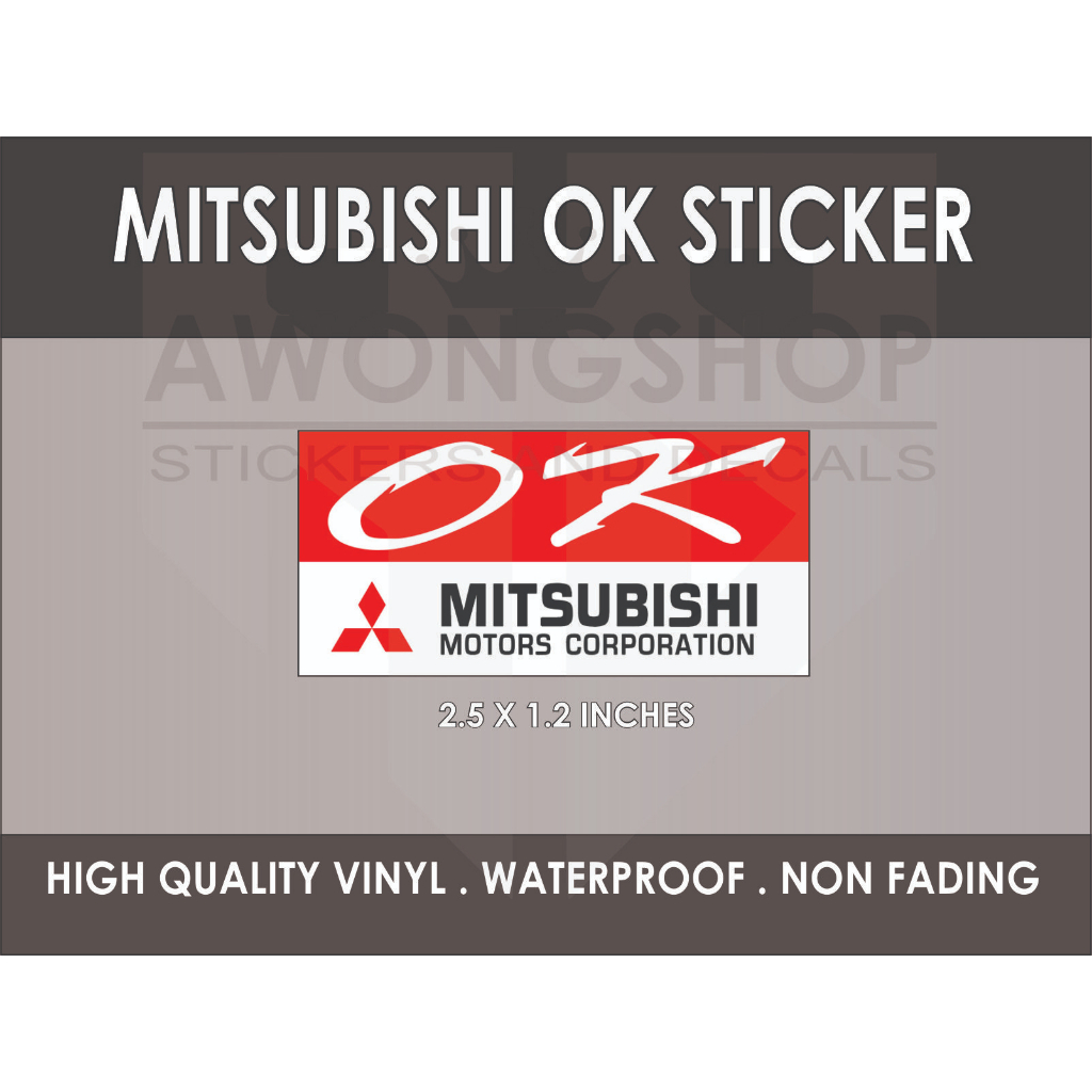 MITSUBISHI OK STICKER HIGH QUALITY VINYL NON FADE JDM EURO STICKERS ...