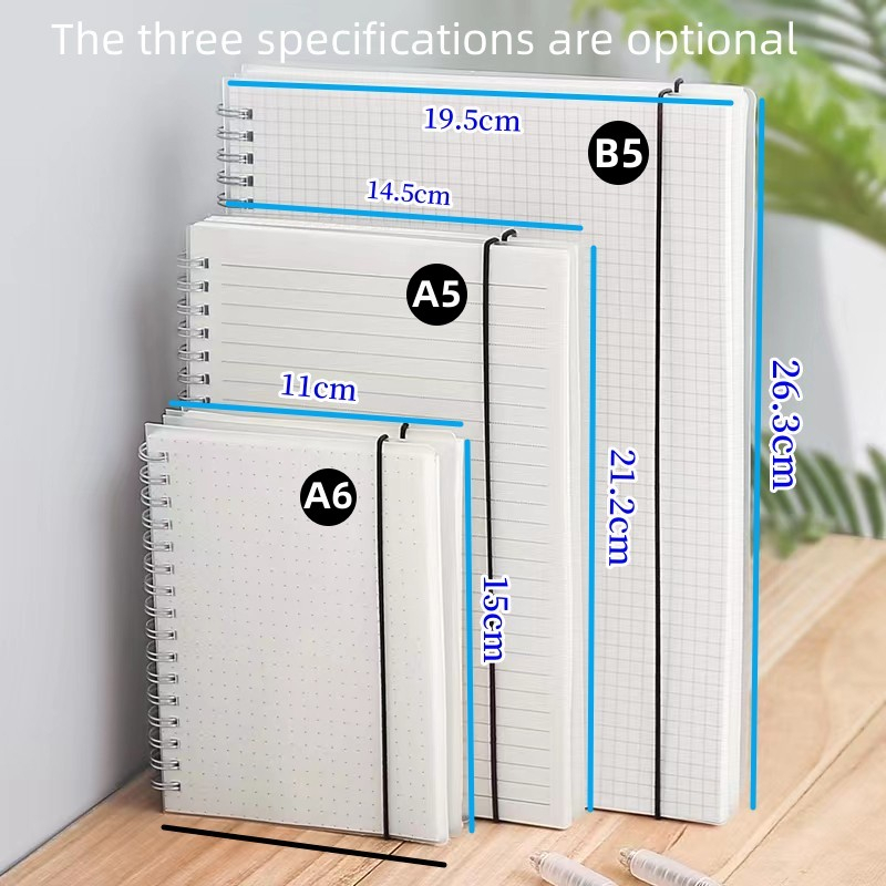 PP Matte coil notepad Horizontal Line notebook A5 thickened notepadCoil ...