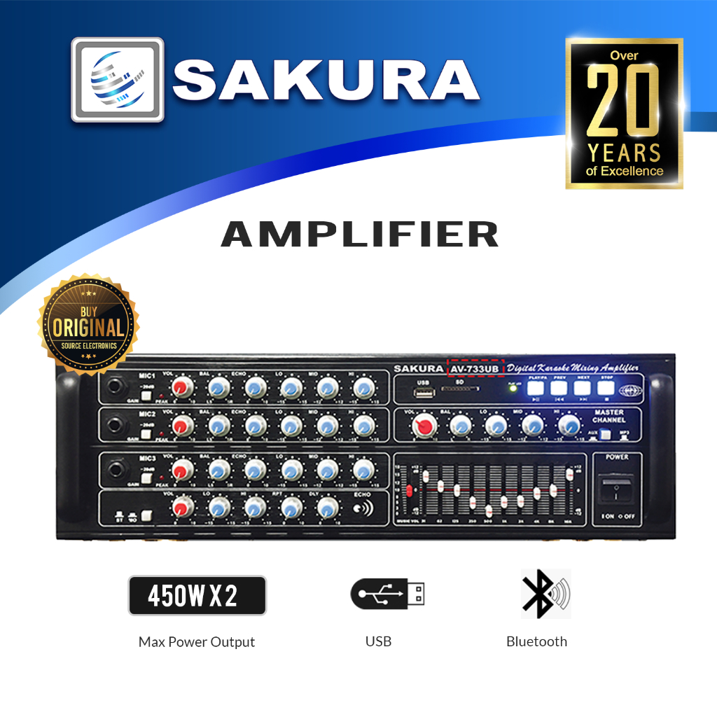 Sakura AV-733UB Stereo Mixing Bluetooth Amplifier (VPROMO-OS) | Shopee ...