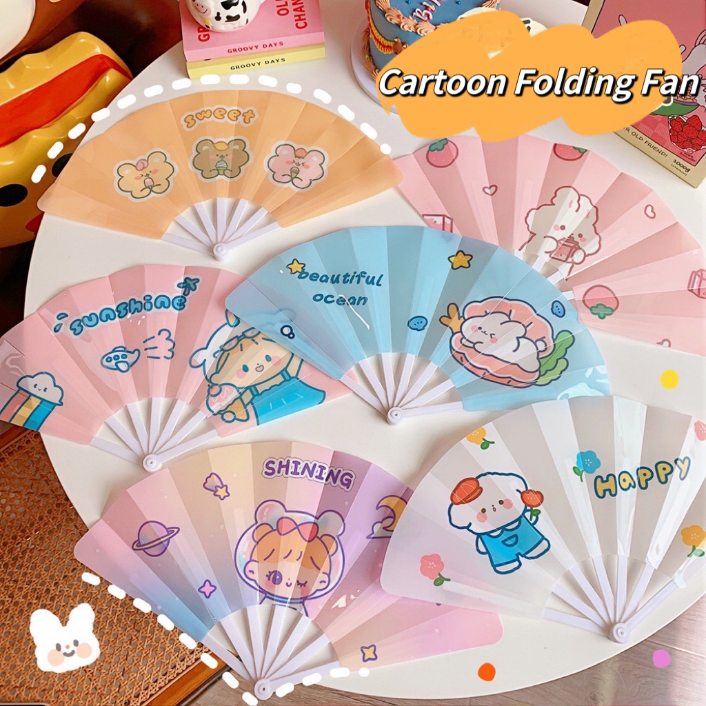 Summer Cute Cartoon Small Folding Hand Fan Children Student Seven-fold ...