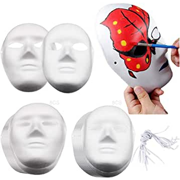 NEW! 1PC DIY White Plain Paper Full Face Mask Opera Masquerade Children ...