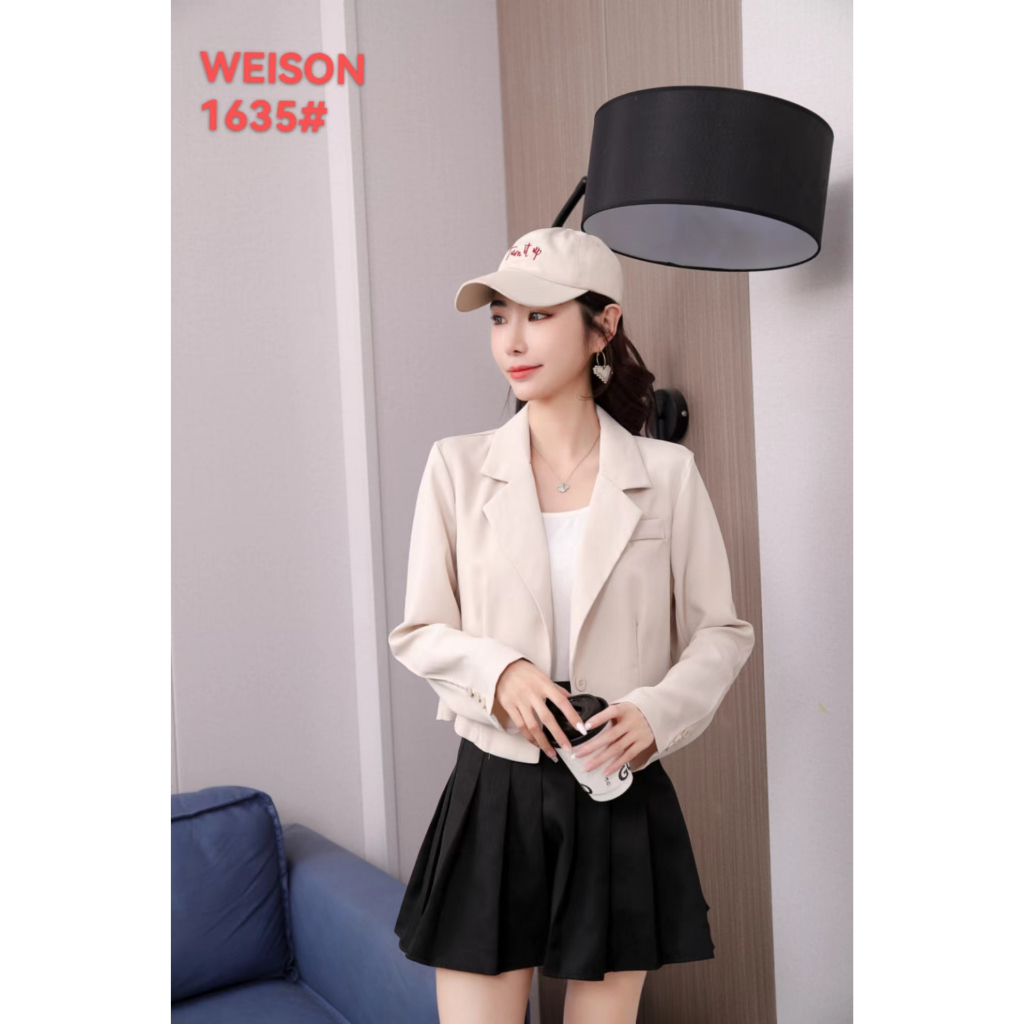 WEISON WOMEN LONG SLEEVE COLORED CROP TOP BLAZER w/ 1 BUTTON #W1635 ...