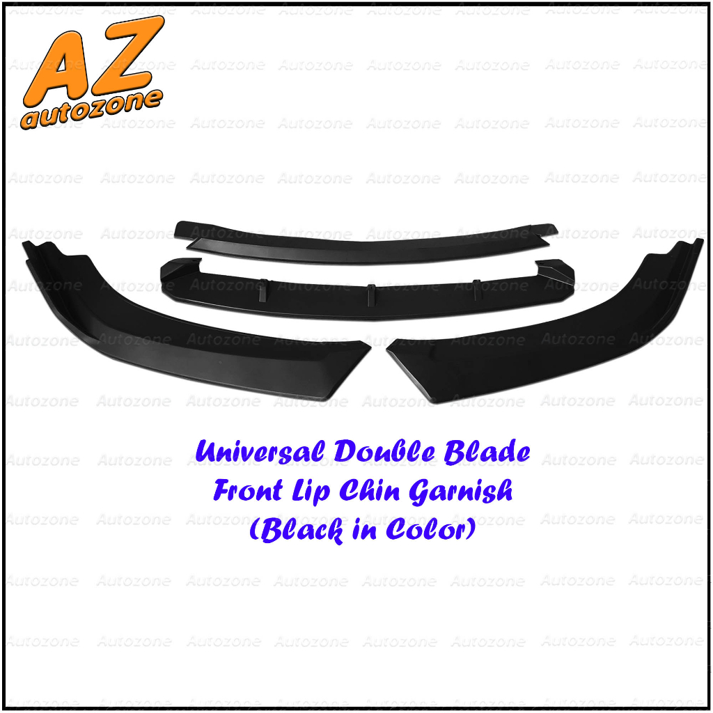 Universal Double Blade Front Bumper Lip Chin Body Kit (Black) | Shopee ...