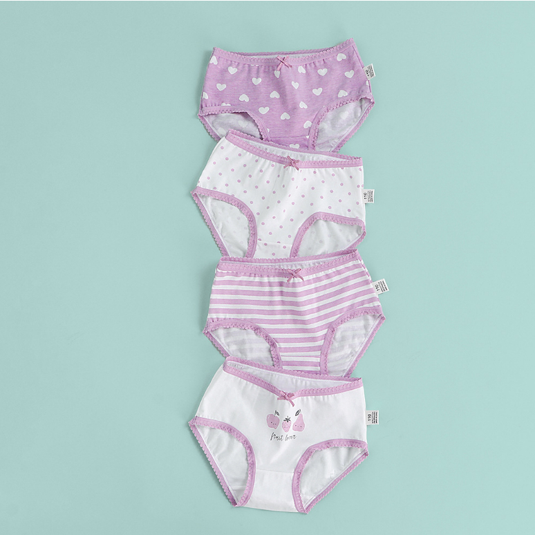 Little Noori Purple Stripe Girls Underwear Innerwear (4 piece set ...