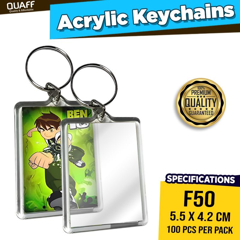 QUAFF Acrylic Keychain F50 Rectangle 5.5cm X 4.2 cm (100pcs per pack ...