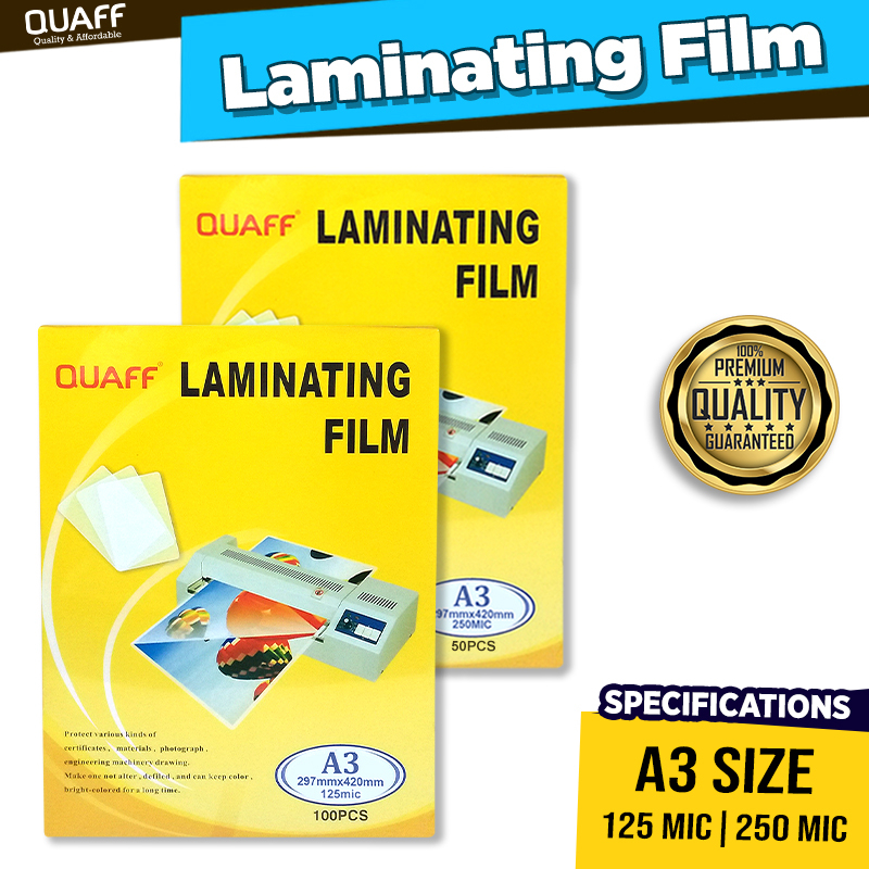 QUAFF Laminating Film A3 Size 297 x 420mm 125microns - 100films ...
