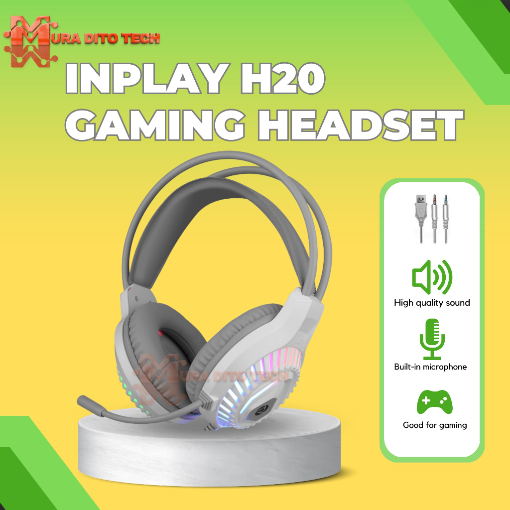 INPLAY H20 Gaming Headset RGB Light Noise Cancellation Wired Headphone With Mic For PC /Laptop ...