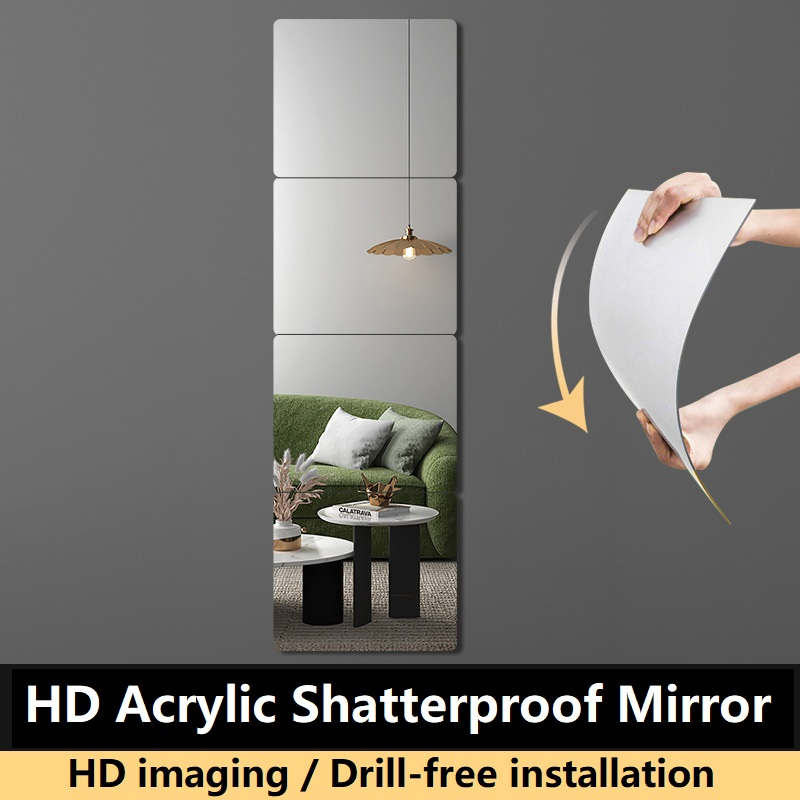 HD full-length mirror Stitching mirror wall-mounted self-adhesive ...