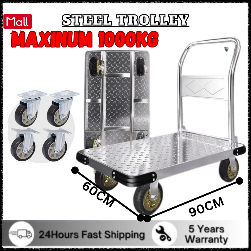 Strong Thick Steel Trolley Portable 1000KG Hand Truck Foldable Trolley ...
