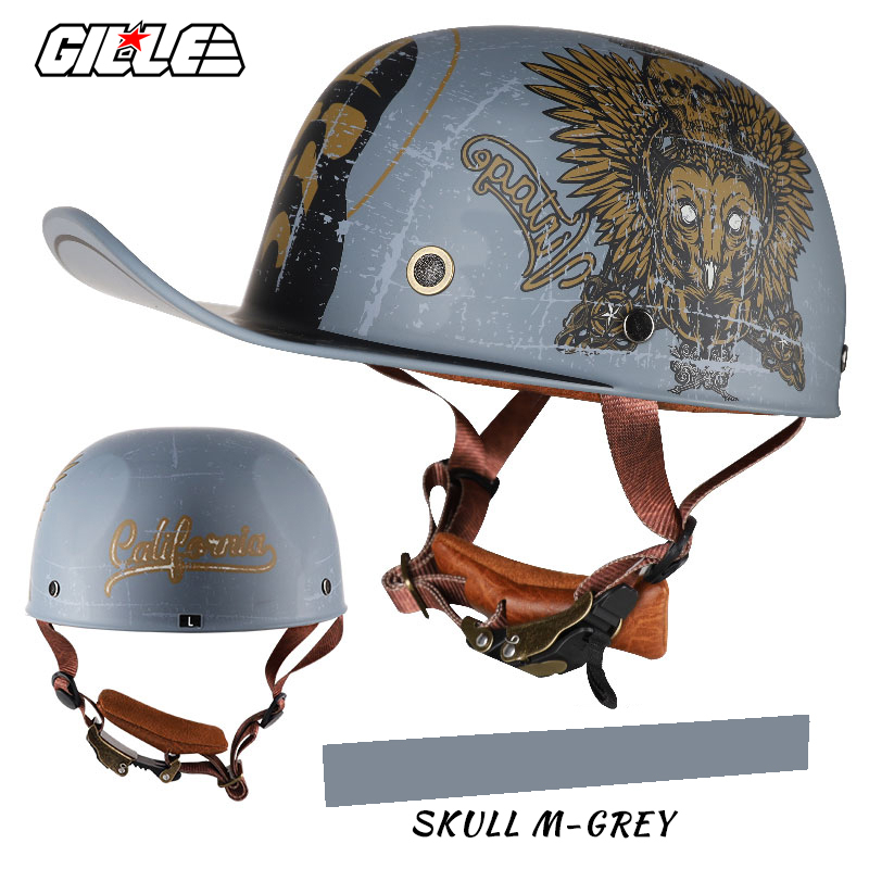 Gille Helmet NTS-VERSION1 Vintage Motorcycle Helmets Half Face Classic ...