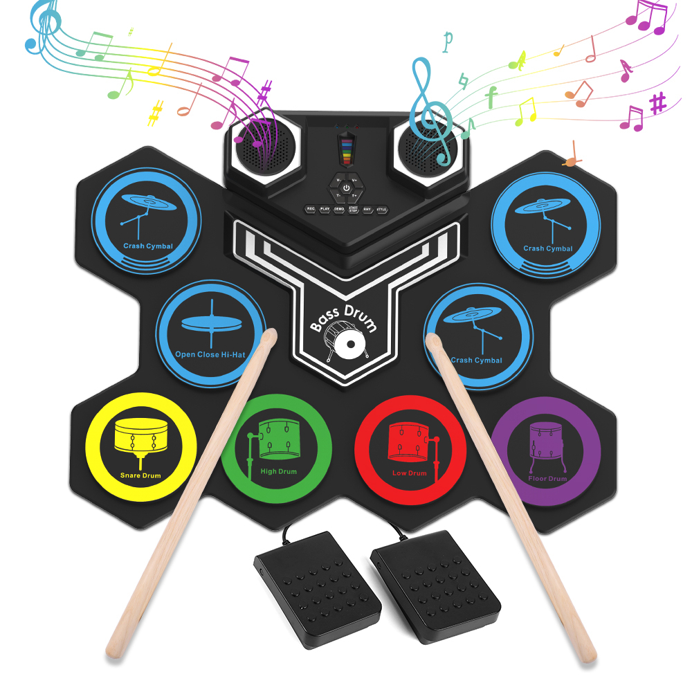 RIXTON Portable Electronic Drum Digital Roll-up Digital Drum Set ...