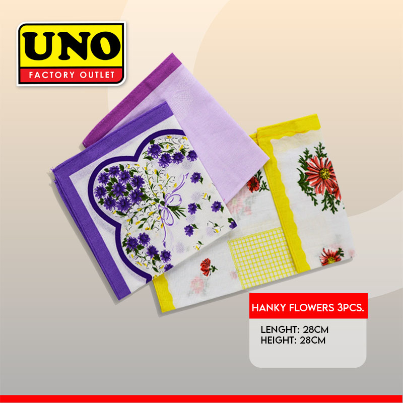 UNO LADIES COTTON HANDKERCHIEF FLOWERS PRINT (RANDOM COLOR) | Shopee ...