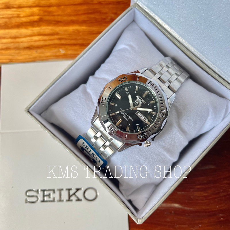 NEW Seiko 5 Silver Automatic Hand Japan Movement Watch Couple with Day ...