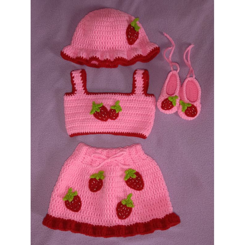 FRUITS CROCHET STRAWBERRY OUTFIT | Shopee Philippines