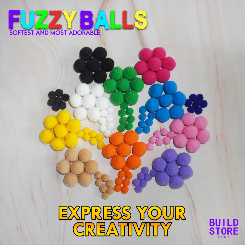 PomPom Balls Fuzzy Balls 2cm 50 pcs for DIY Projects, Arts and Crafts ...