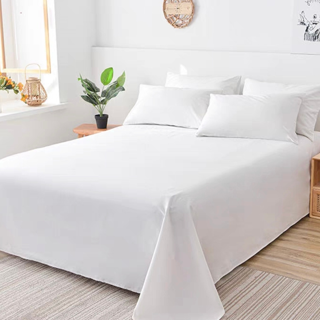 FLATSHEET ONLY!!!PLAIN WHITE FLATSHEET 300TC SEMI COTTON BLANKET KUMOT ...