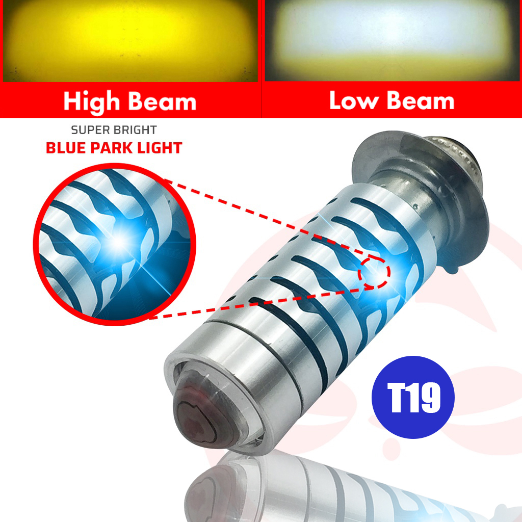 Motorcycle T19 and H4 Headlight Bulb with Blue Park Light Heavy Duty Universal | Shopee Philippines
