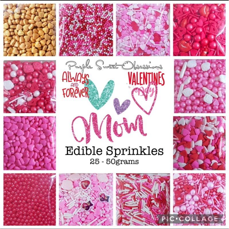 Edible Heart Sprinkles / Valentines / Mothers Day / Anniversary ...