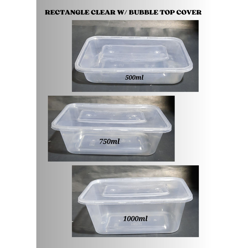 Rectangle Microwavable Food Container Plastic tub 500ml 750ml 1000mL 5pcs 10pcs Shopee Philippines
