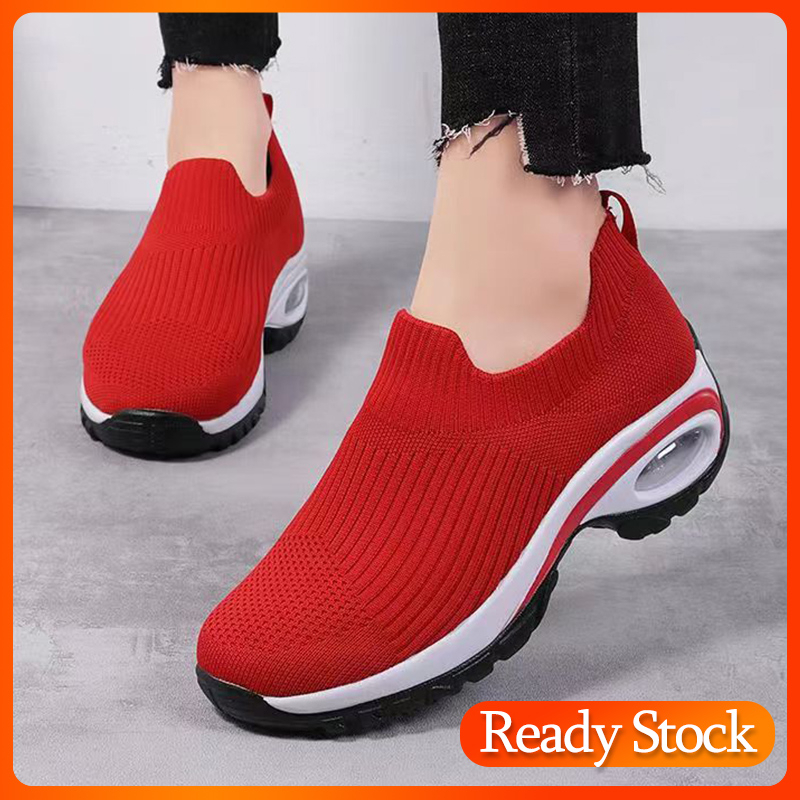 Red Shoes for Women 2025 New Black Rubber Sneakers Korean Fashion Sport ...