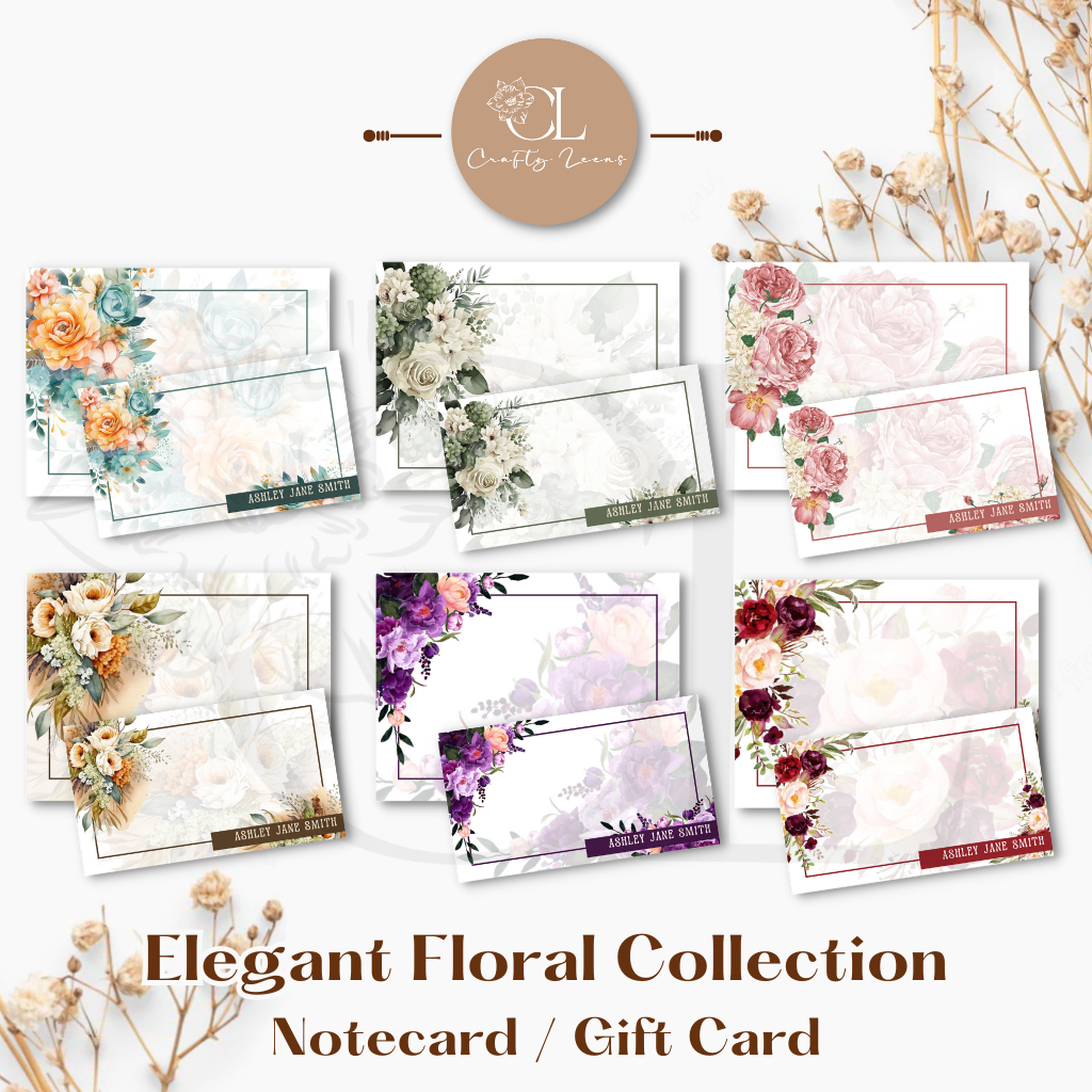 Floral Elegant - Personalized / Customized Notecard / Gift Card ...