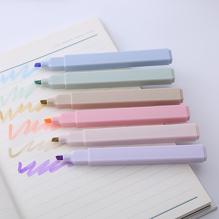 6 Colors Highlighter Pen Set Macaron Retro Morandi Candy Color Mark ...