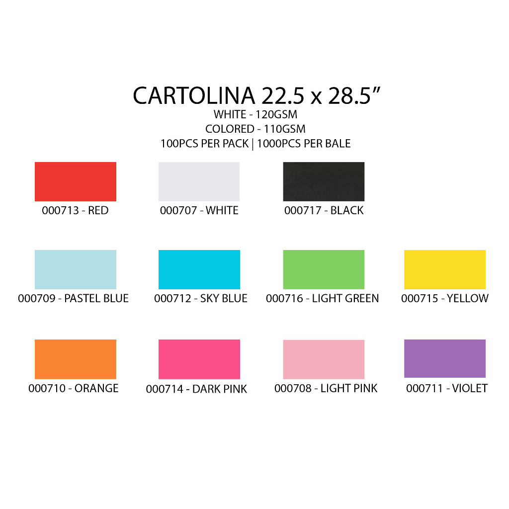 120GSM WHITE 110GSM COLORED CARTOLINA 22.5x28.5" | Shopee Philippines