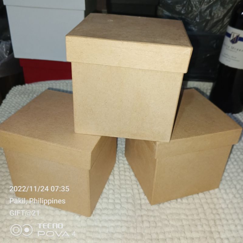 Craft Brown Square Box 3x3x2 inches hard box | Shopee Philippines